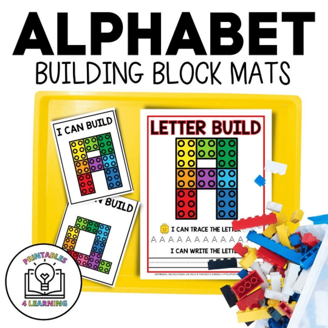 ABC Building Block Printable Worksheets - Brick Building Challenge STEM ...