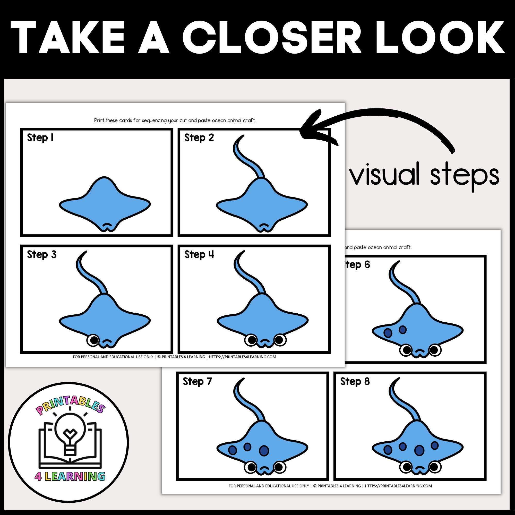 Printable Manta Ray Cut and Paste Craft - Instant Digital Download - Etsy