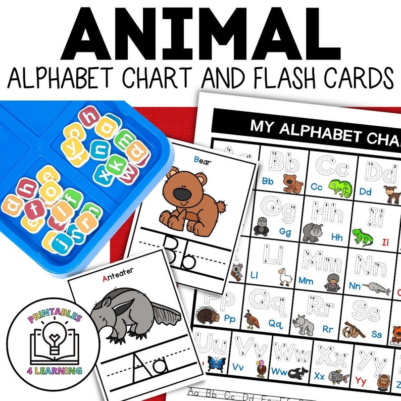 Animal ABC Chart With Flash Cards - Etsy
