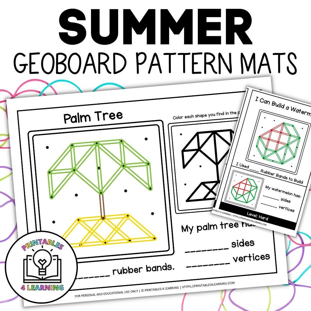 Geoboard Activities: Summer Patterns Packet - Etsy