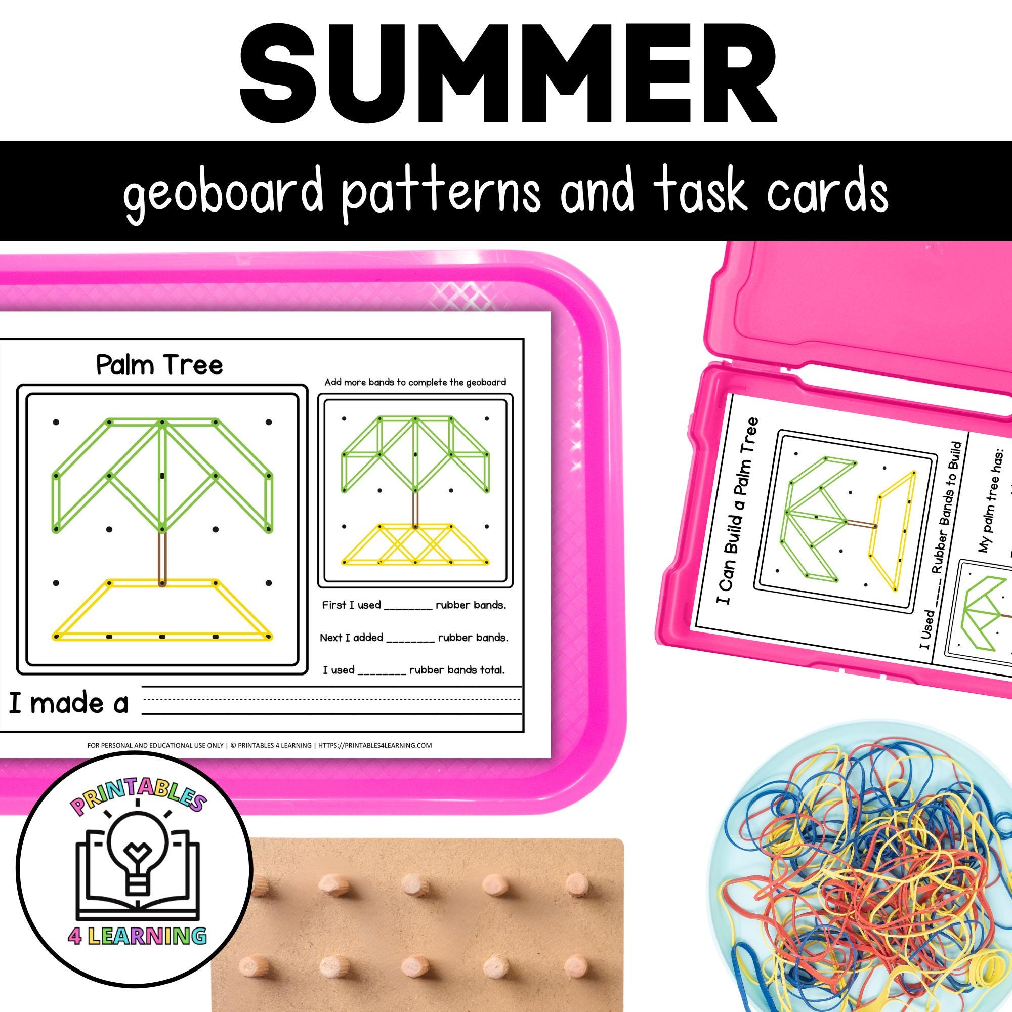 Summer Geoboards | Task Cards and Full Mat Geoboard Activities - Etsy