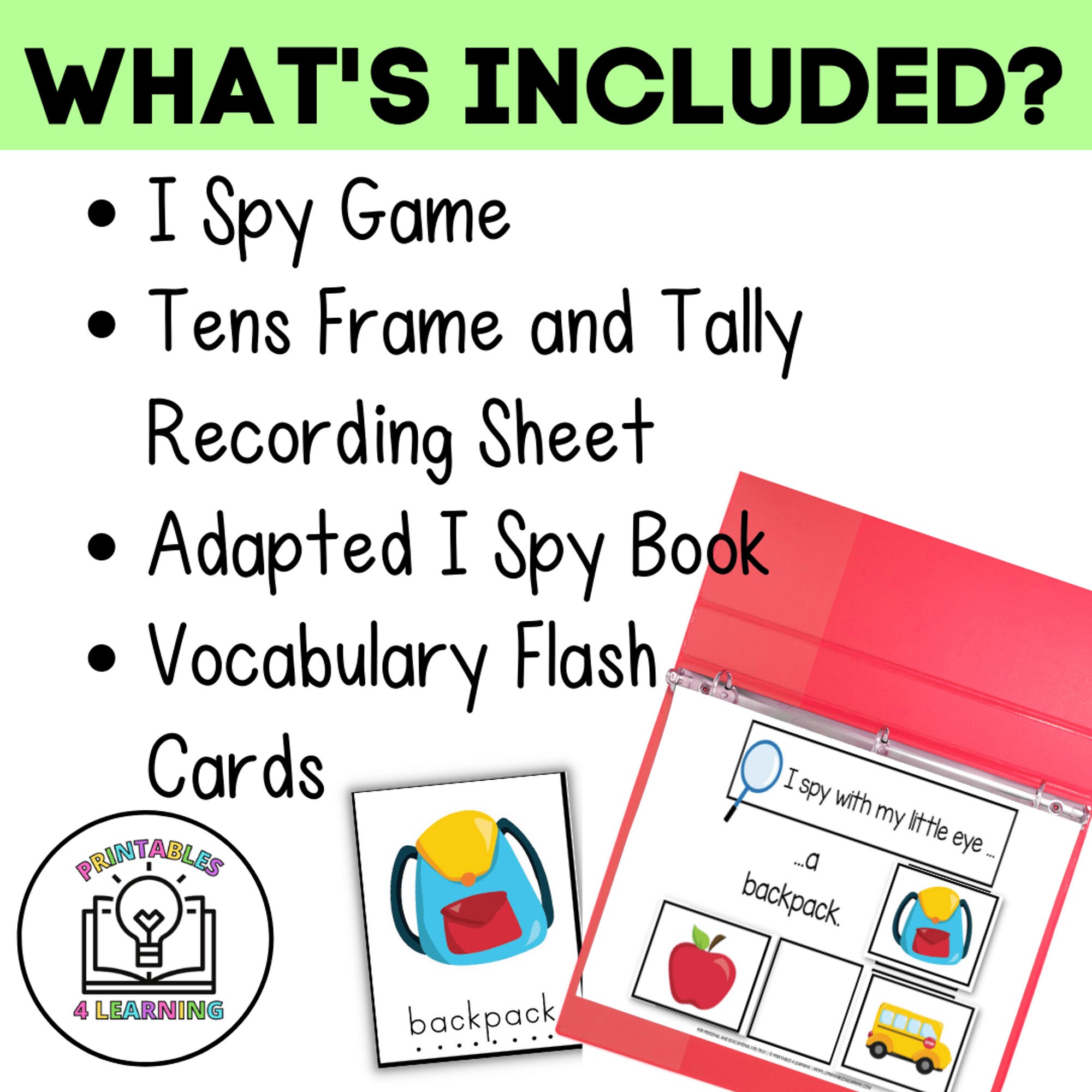 I Spy Game: Back to School - Printable Kids Activity Instant Digital ...