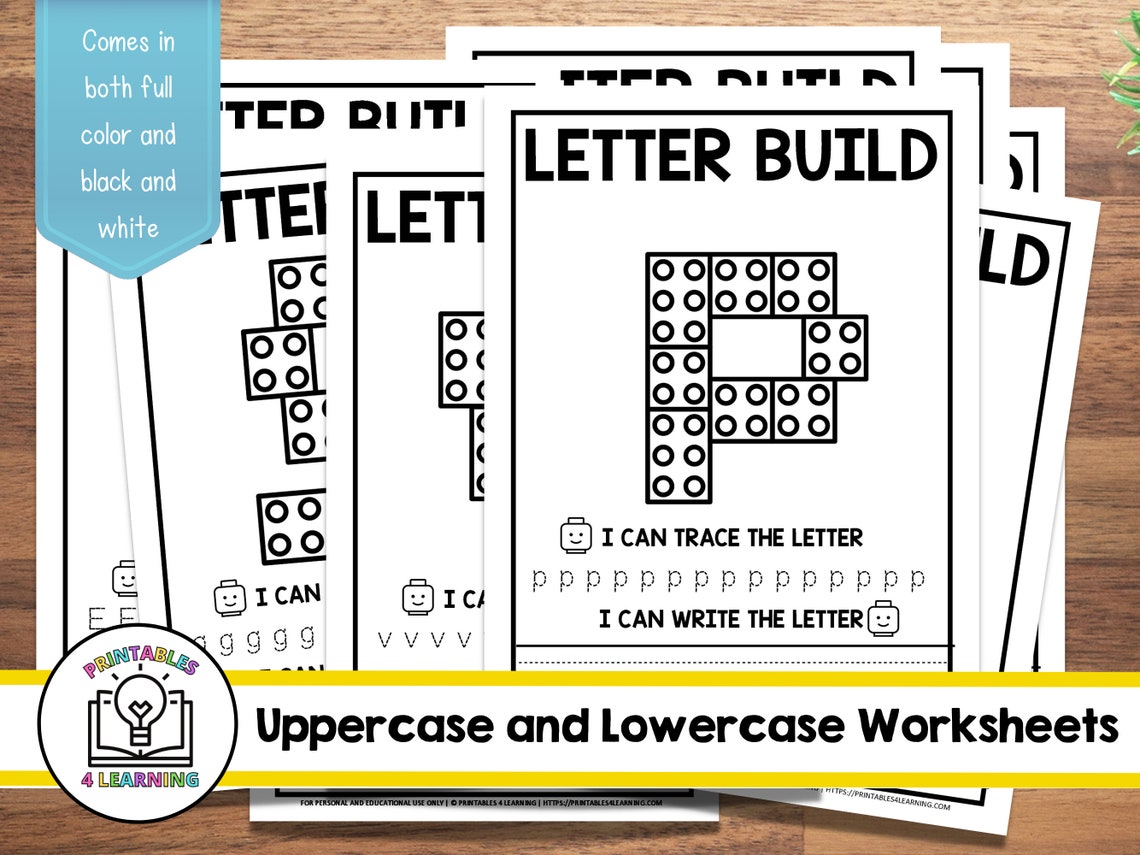 ABC Building Block Printable Worksheets - Brick Building Challenge STEM ...