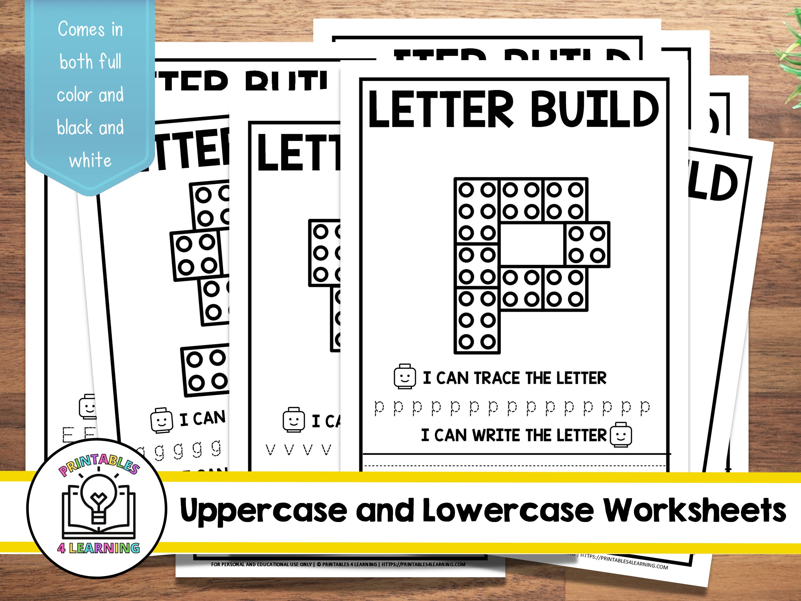 ABC Building Block Printable Worksheets - Brick Building Challenge STEM ...