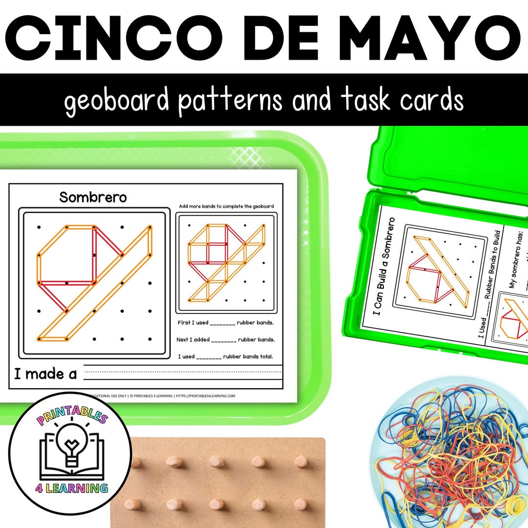 Cinco De Mayo Geoboards | Task Cards and Full Mat Geoboard Activities ...