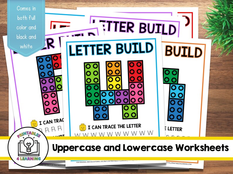 ABC Building Block Printable Worksheets - Brick Building Challenge STEM ...