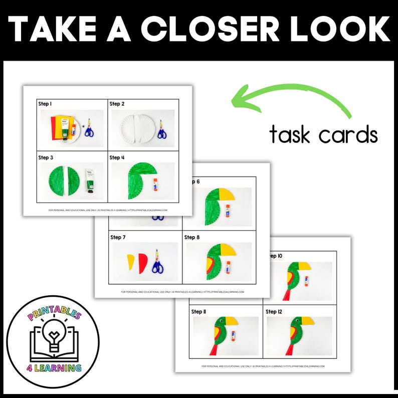 Parrot Paper Plate Craft With Visual Instructions - Etsy