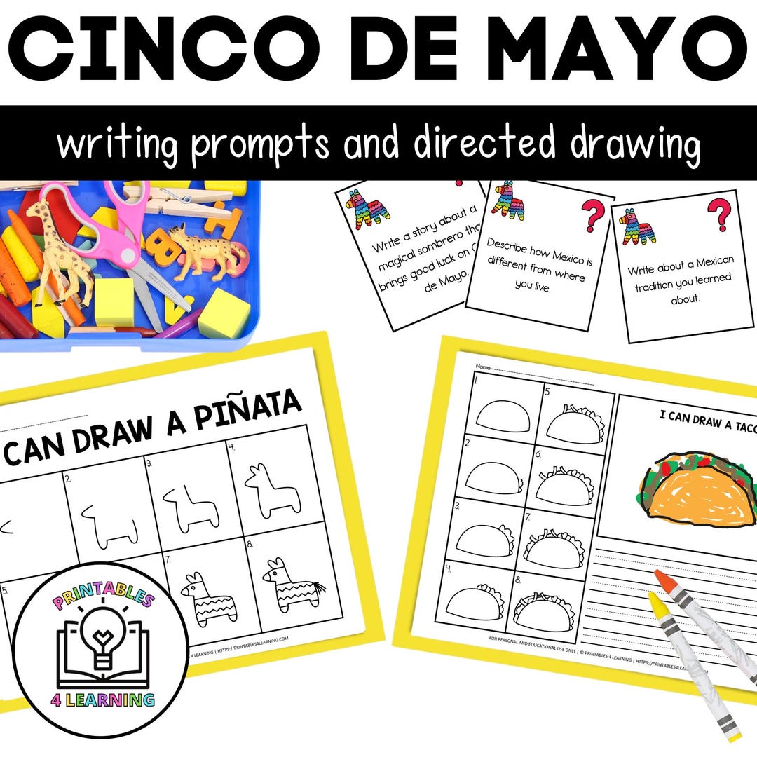 Cinco De Mayo Directed Drawing | Cinco De Mayo Writing Prompts - Etsy
