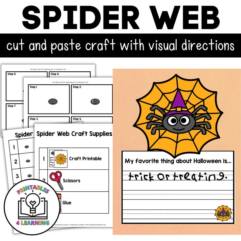 Halloween Spider Web Cut and Paste Craft With Visual Directions - Etsy