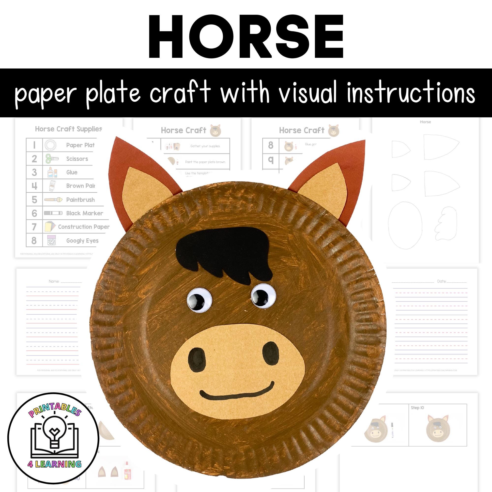 Horse Paper Plate Craft With Visual Instructions - Etsy