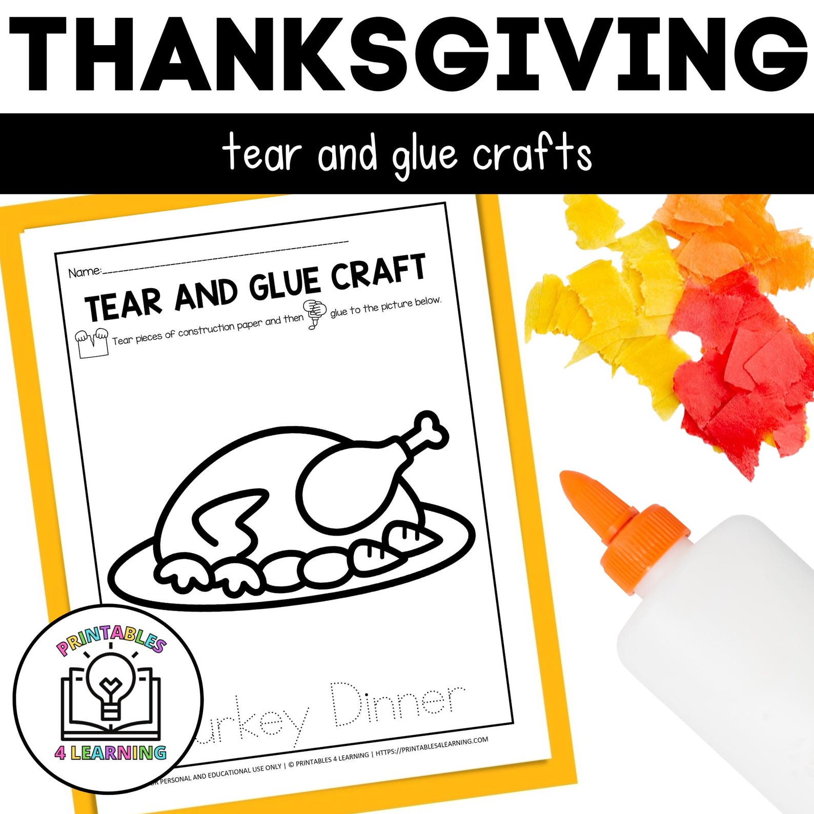 Thanksgiving Torn Art Crafts | Preschool and Kindergarten Fine Motor ...