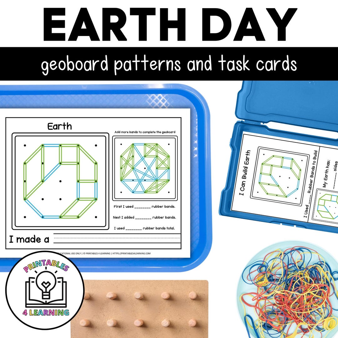 Earth Day Geoboards | Task Cards and Full Mat Geoboard Activities - Etsy