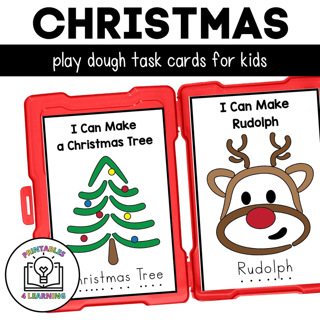Christmas Playdough Task Cards | Christmas Fine Motor Activity - Etsy