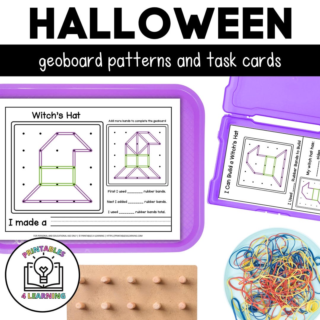 Halloween Geoboards | Task Cards and Full Mat Geoboard Activities - Etsy