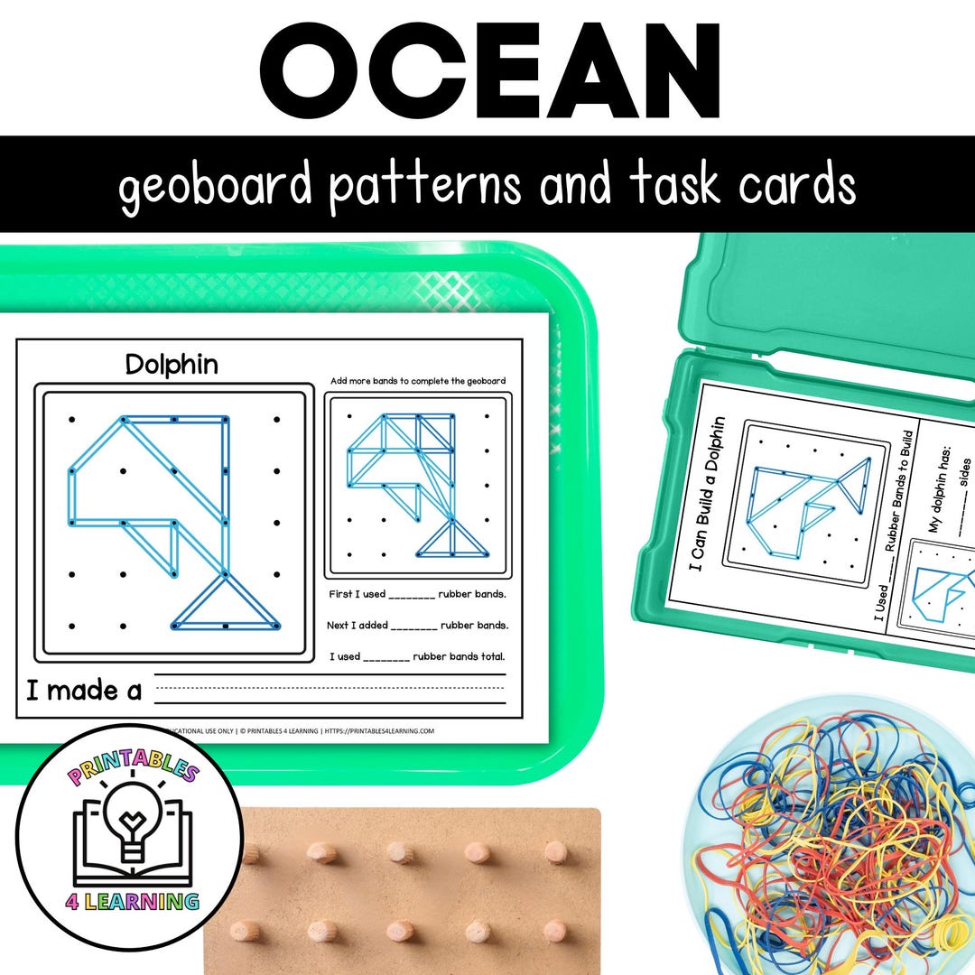 Ocean Geoboards | Task Cards and Full Mat Geoboard Activities - Etsy