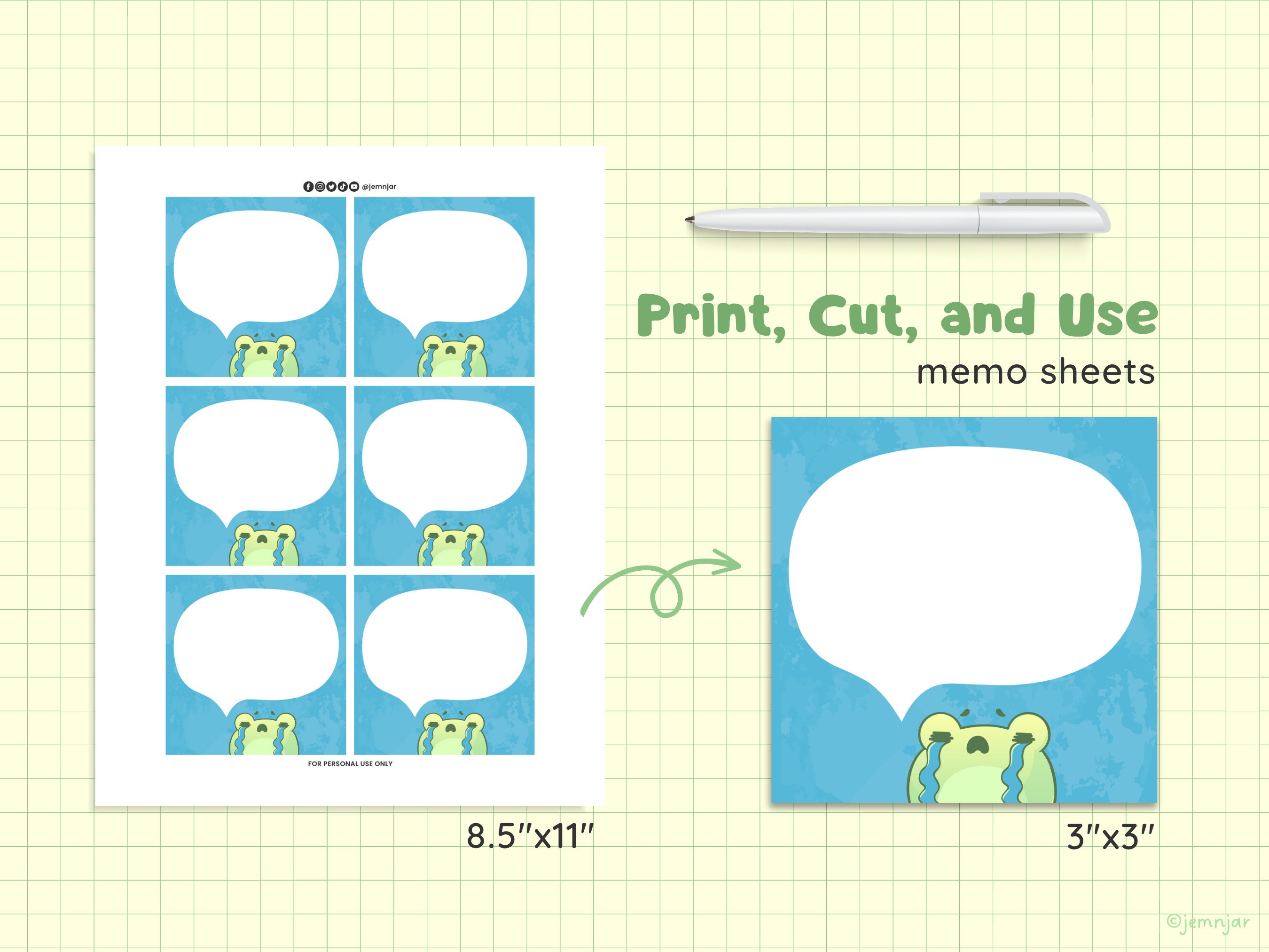 Printable Stationery, Cute Frog and Lily Pad Memo Sheets, Hippie Green ...