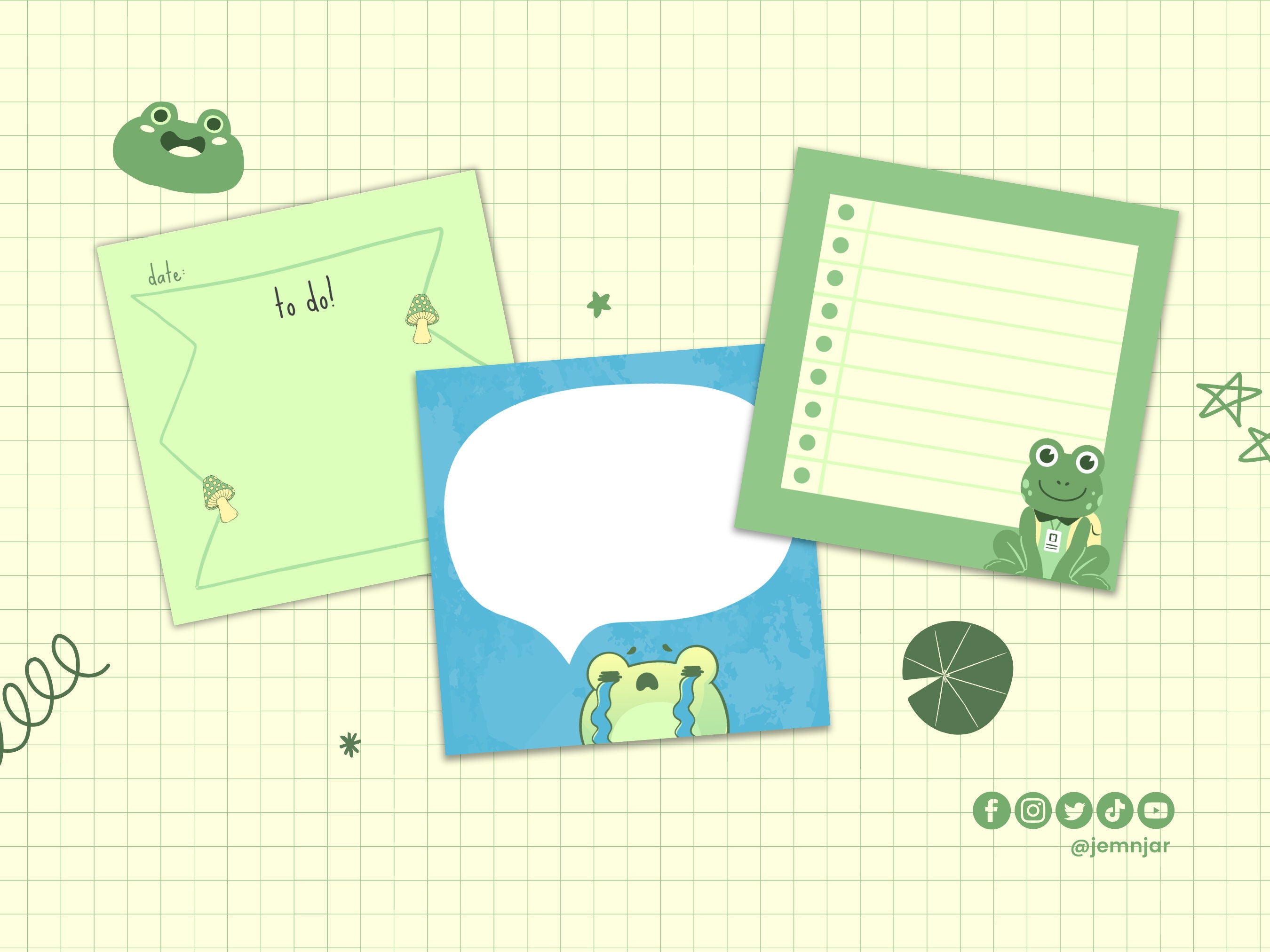 Printable Stationery, Cute Frog and Lily Pad Memo Sheets, Hippie Green ...