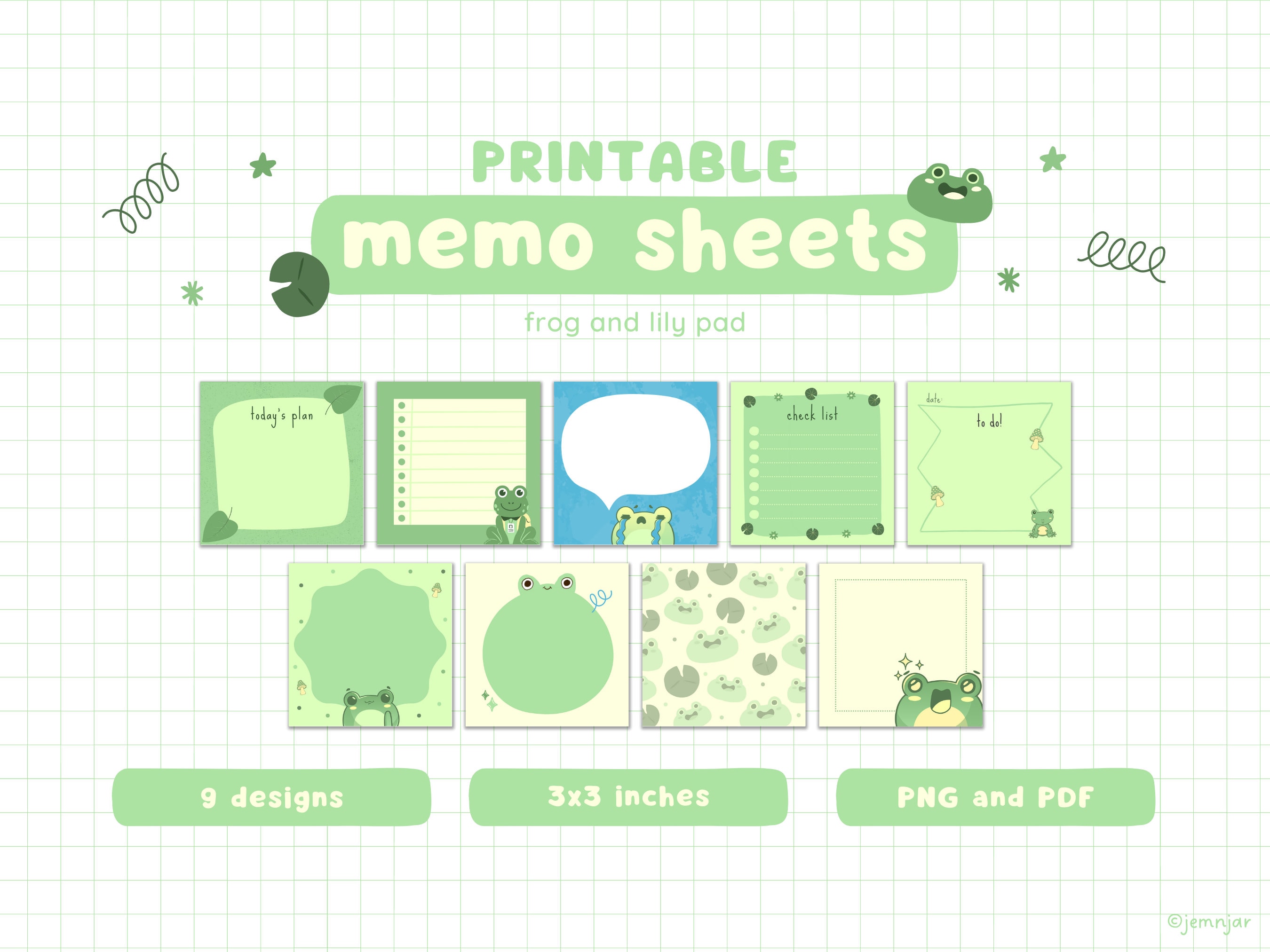 Printable Stationery, Cute Frog and Lily Pad Memo Sheets, Hippie Green ...