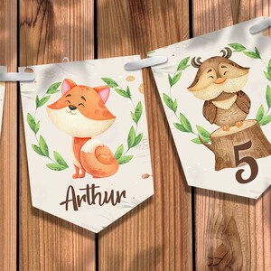 Woodland Forest Animals Personalised Party Banner Wild Life Bunting ...