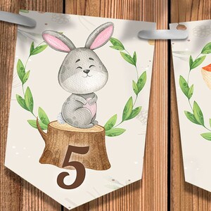 Woodland Forest Animals Personalised Party Banner Wild Life Bunting ...