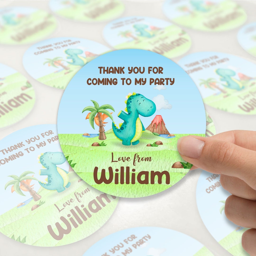 35 Cute Dino Custom Stickers, Personalised Stickers, Party Favour ...