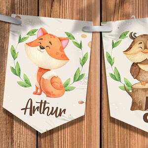 Woodland Forest Animals Personalised Party Banner Wild Life Bunting ...