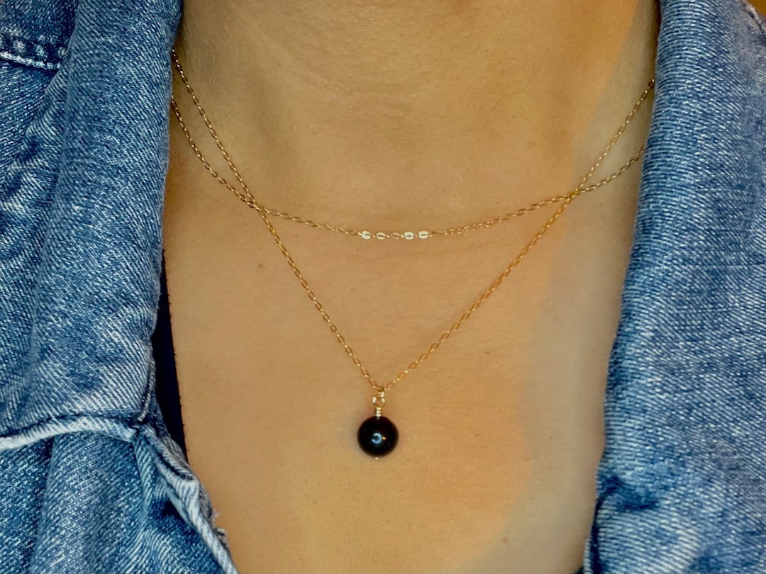 Black Jet Crystal Necklace Black Stone Jewelry by Peaceofstonehandmade ...