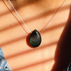 Rainbow Obsidian Necklace Black Crystal for Protection by |peace of ...