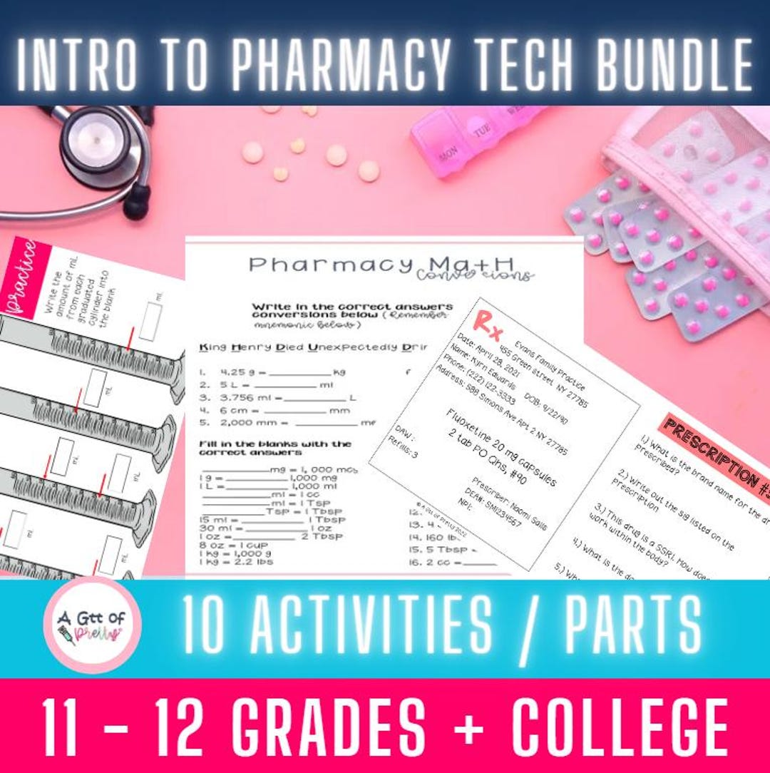 Intro to Pharmacy Technician Study Guide/ Exam Practice Bundle - Etsy
