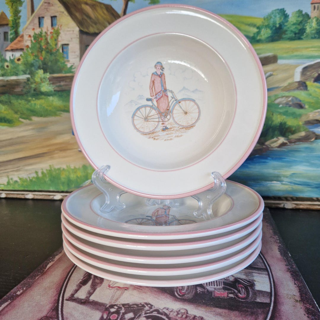 Set of 6 Soup Plates And/or One Large Plate PRIMULA Italy With a Woman ...