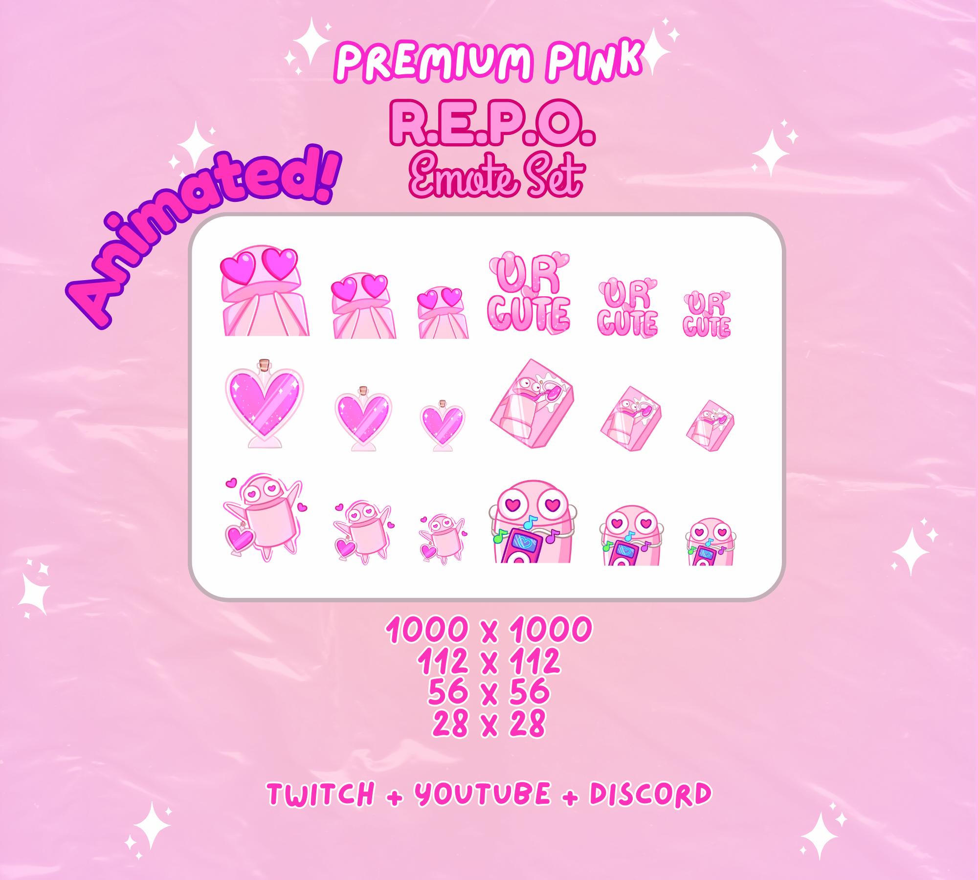 R.E.P.O Animated Premium Pink Emote Set Twitch Youtube Discord Streams ...