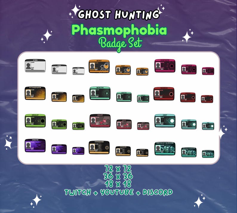Phasmophobia ID Card Ghost Twitch Youtube Badge Set - Etsy