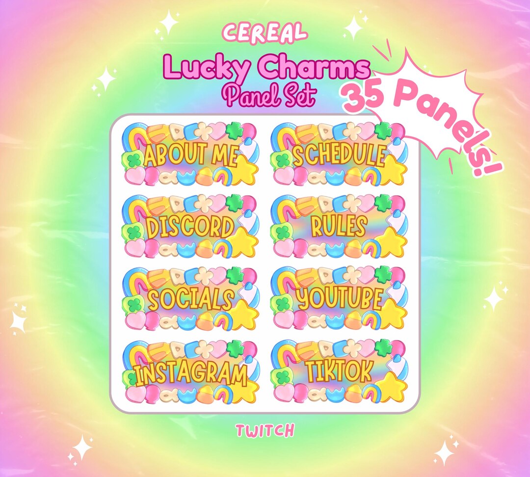 Lucky Charms Cereal Panel Set Twitch Streams - Etsy