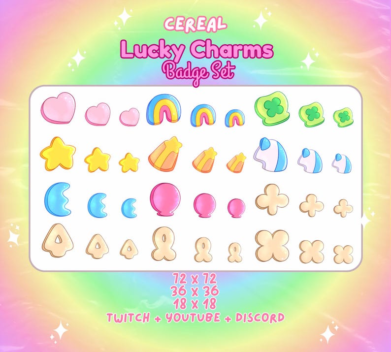 Lucky Charms Cereal Badge Set Twitch Youtube Discord Streams - Etsy