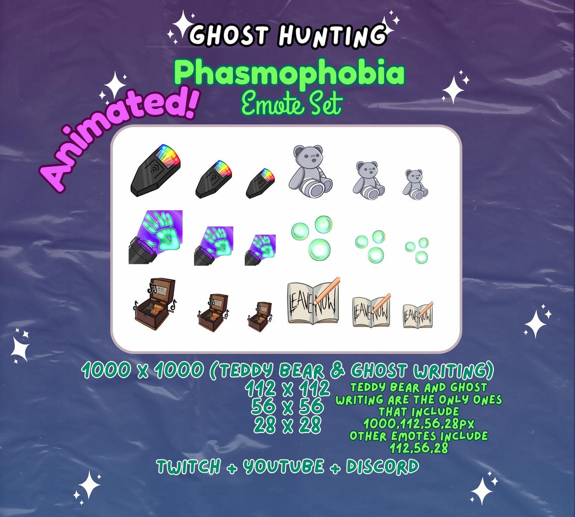 Animated Phasmophobia Ghost Twitch Youtube Emote Set - Etsy
