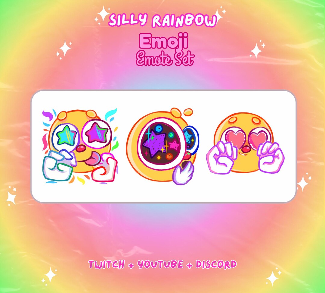 Silly Rainbow Emoji Twitch Youtube Emote Set - Etsy