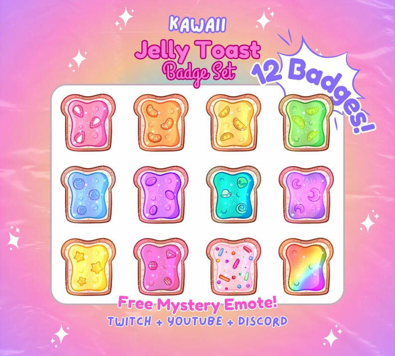 Jelly Toast Badge Set Twitch Youtube Discord Streams - Etsy