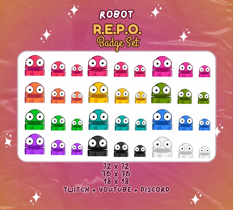 R.E.P.O Robot Badge Set Twitch Youtube Discord Streams - Etsy