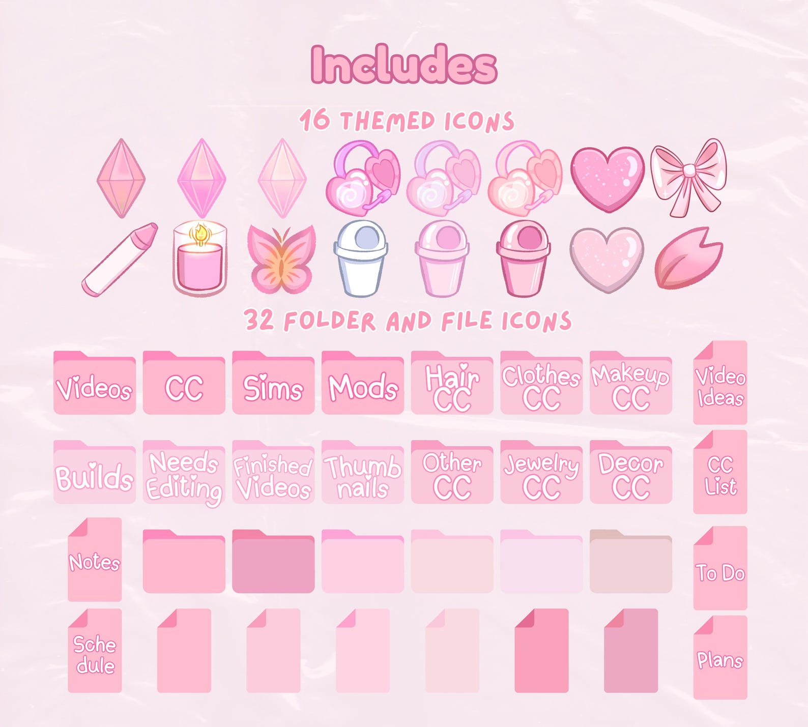 Sims Youtuber Pink Computer Desktop Theme Wallpaper Organizer Set - Etsy