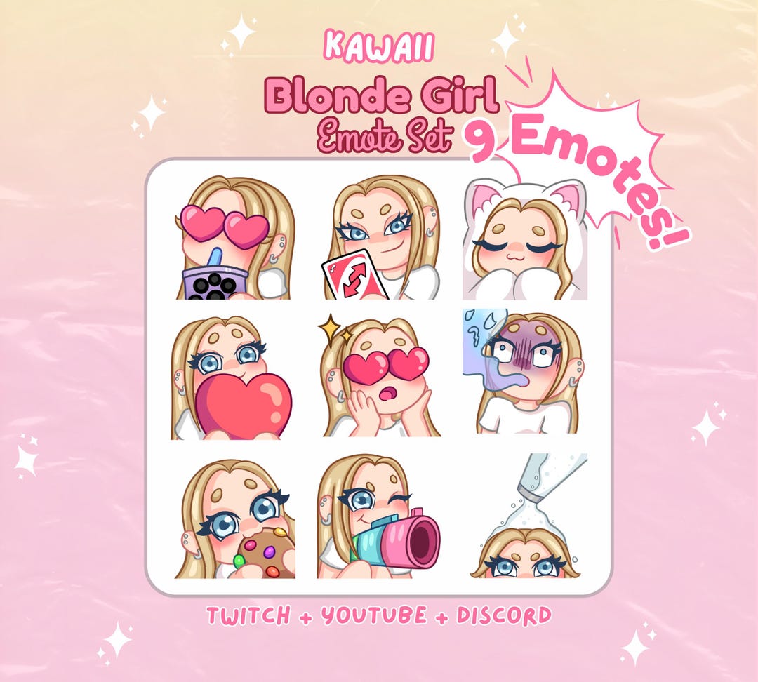 Kawaii Blonde Girl Twitch Youtube Emote Set - Etsy