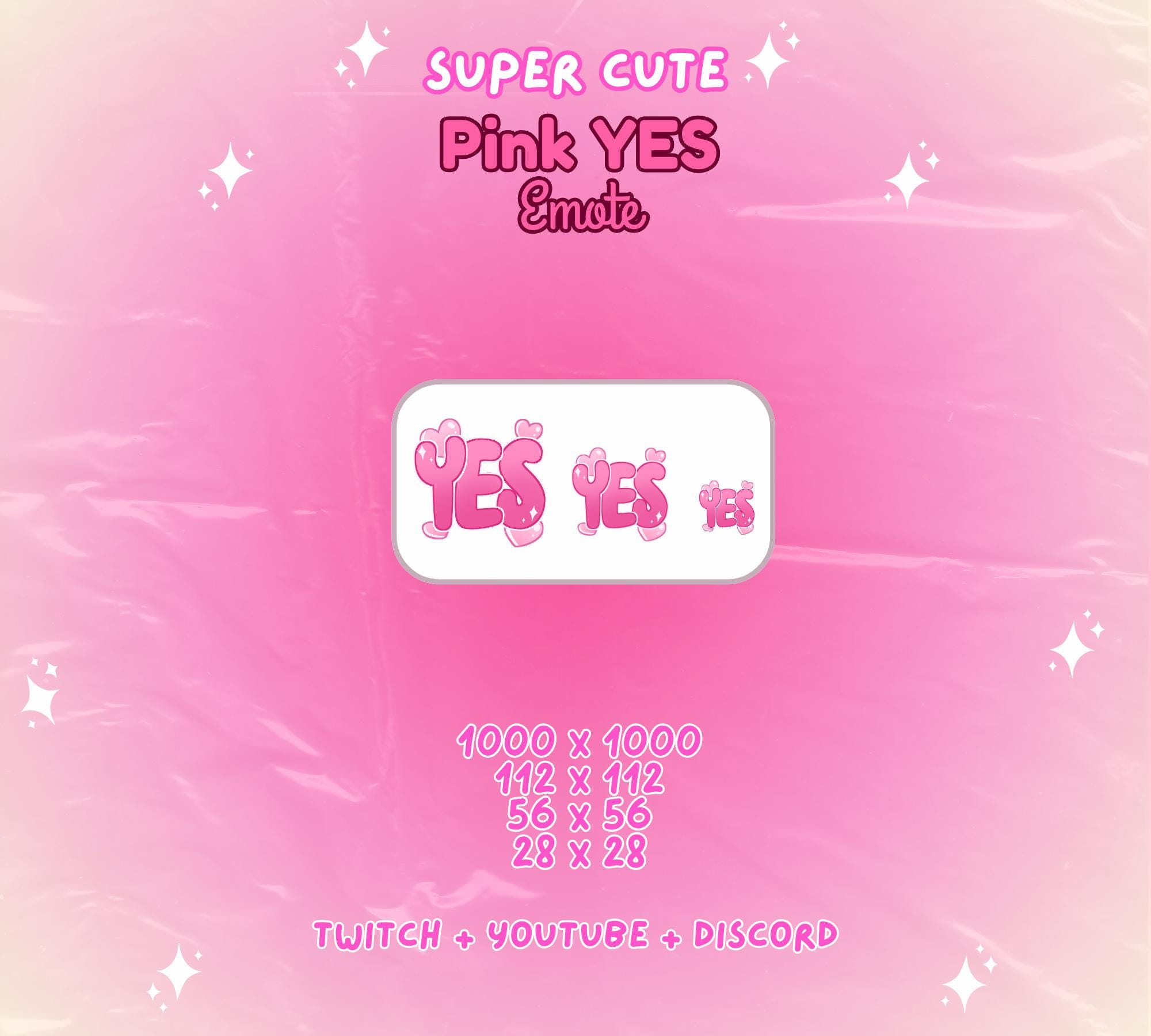 Animated Pink YES Text Twitch Youtube Emote - Etsy