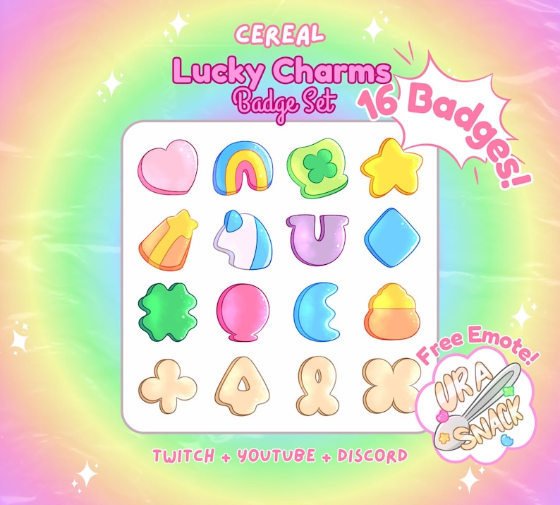 Lucky Charms Cereal Badge Set Twitch Youtube Discord Streams - Etsy