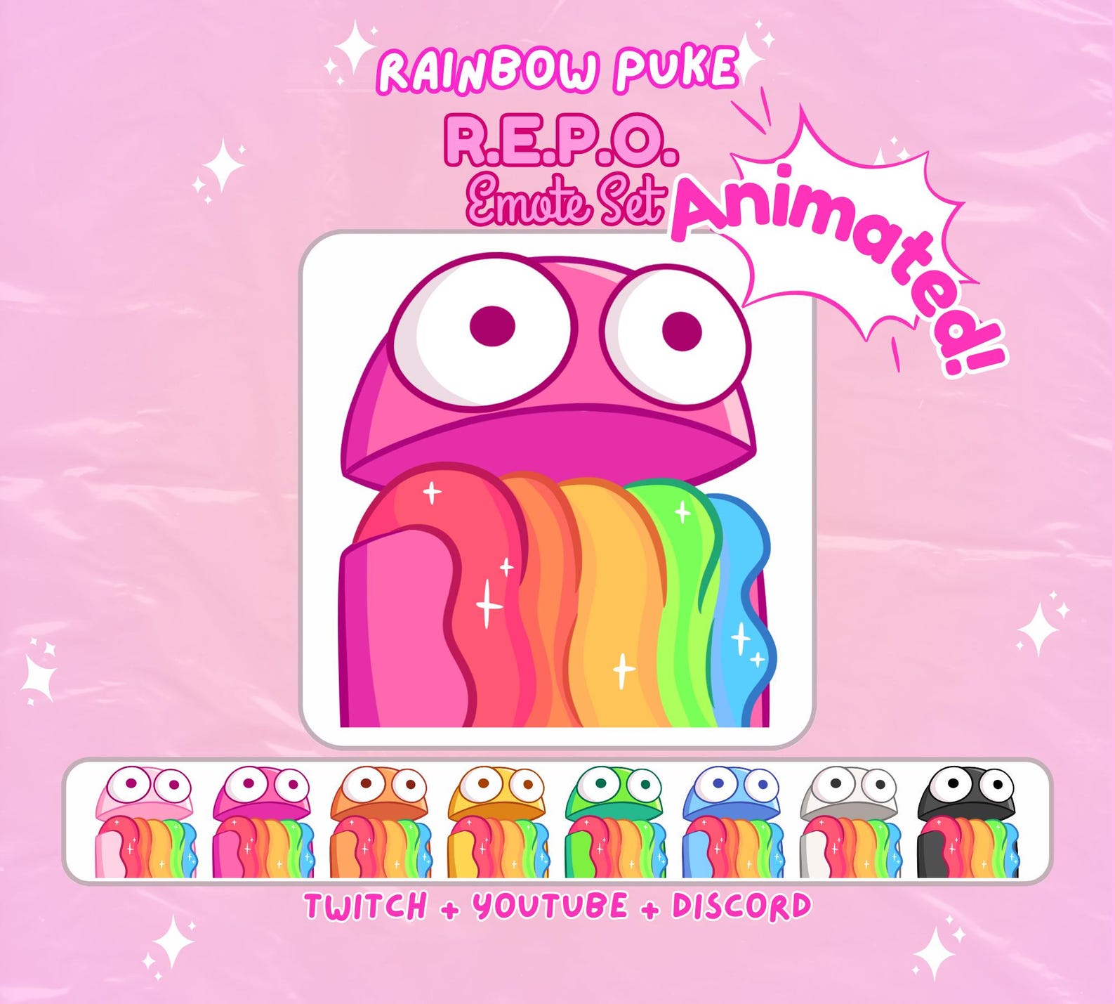 R.E.P.O Rainbow Puke Animated Emote Twitch Youtube Discord Streams - Etsy