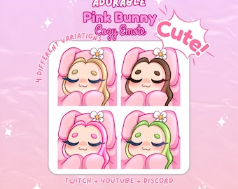 Cute Pink Bunny Emote for Twitch, Discord, and Youtube (INSTANT ...