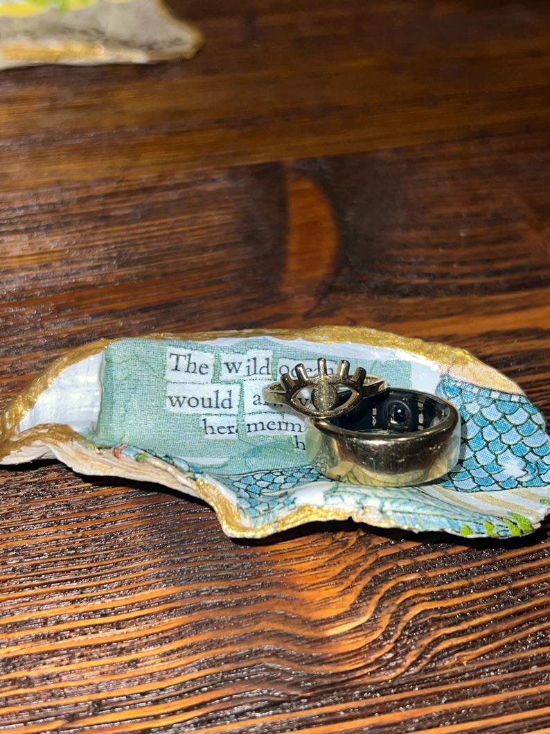 Handcrafted Oyster Shell Jewelry Holder Coastal Ring Dish, Beach Decor ...