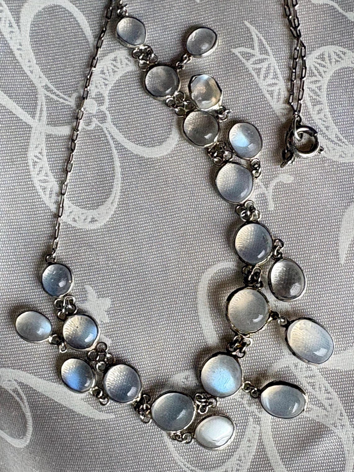 Beautiful Dainty Vintage Silver Moonstone Festoon Necklace - Etsy