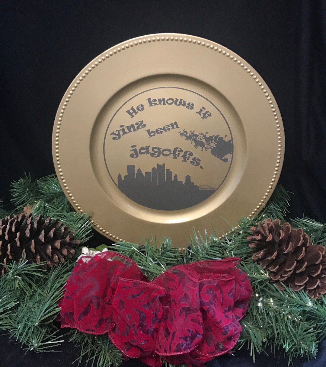 Pittsburgh Jagoff Christmas Santa Laser Engraved 13 Inch Gold Plastic ...