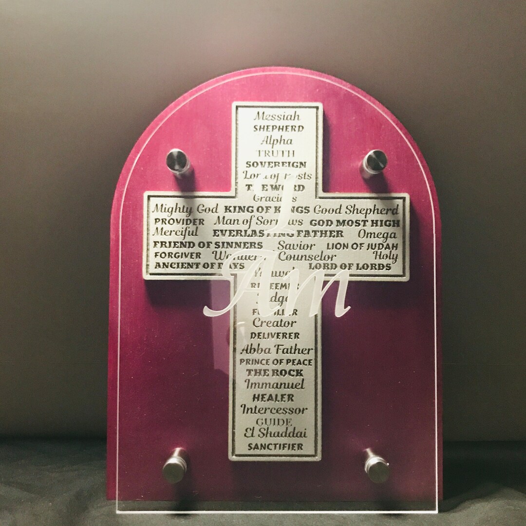 I AM - Names of God Cross Wood and Acrylic Decor Sign Christian Mantel ...