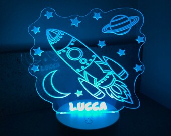 Personalized Wooden Rocket Outer Space Neon Winter Tree - Etsy