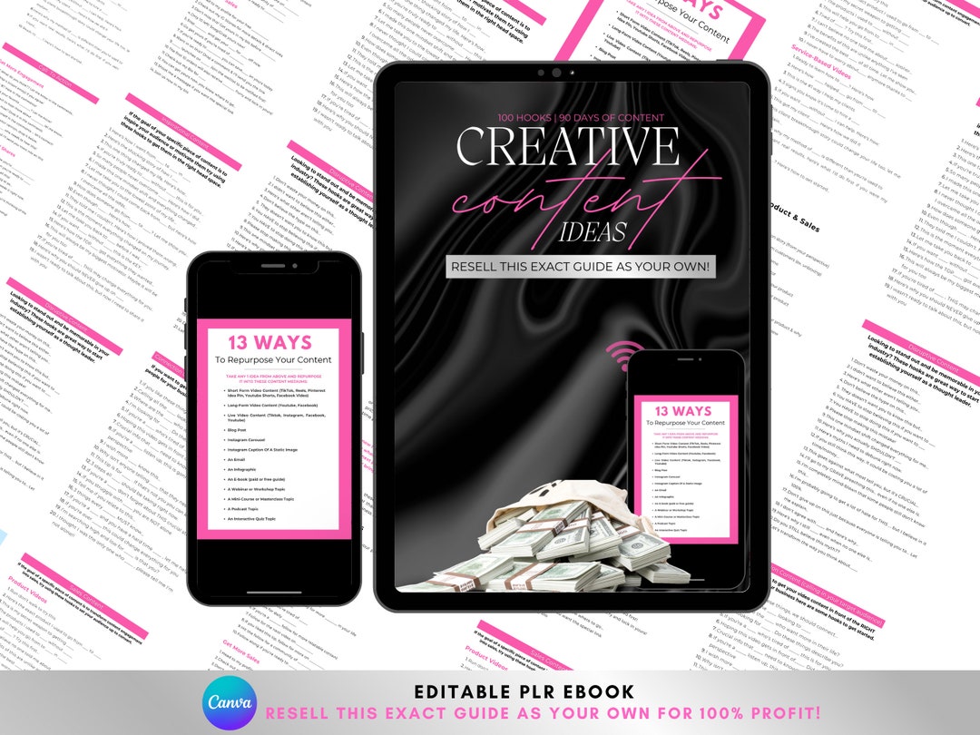PLR, Content Creator Ebook, Done for You, Creative Content Ideas, Content Planner, Side Hustle ...